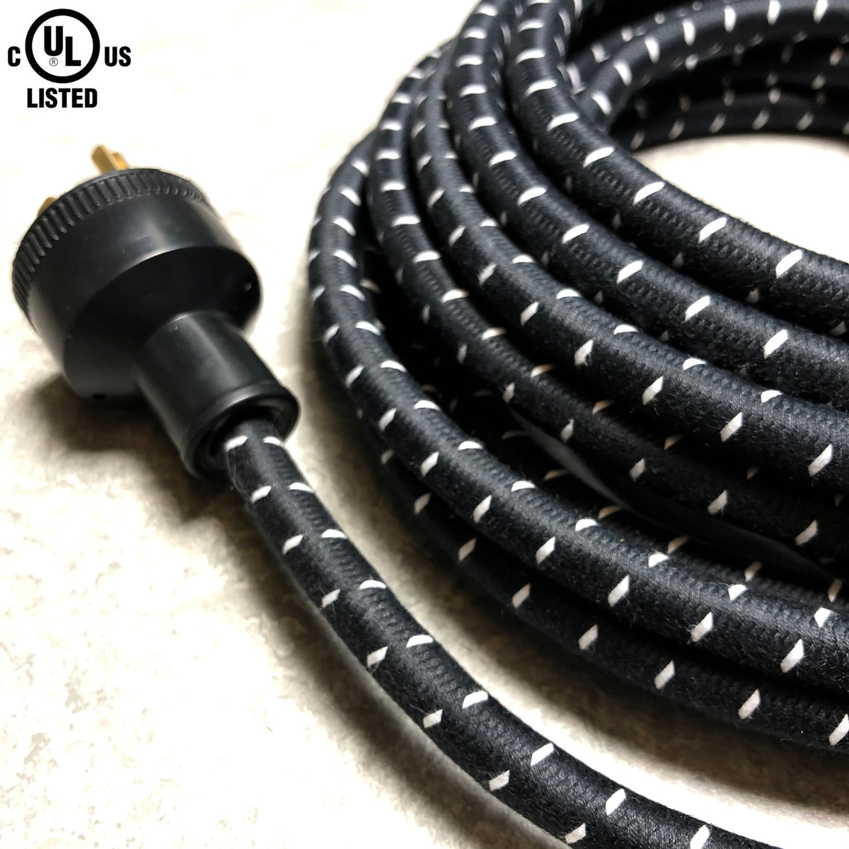 3-Conductor 16-Gauge Black & White Single Tracer Cotton Cloth-Covered ...