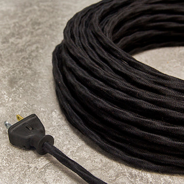 3-Conductor 16-Gauge Black Cotton Cloth-Covered Overbraid Wire ...