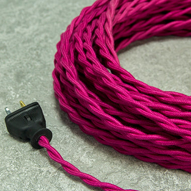 2-CONDUCTOR 18-GAUGE RASPBERRY COTTON CLOTH-COVERED TWISTED WIRE ...